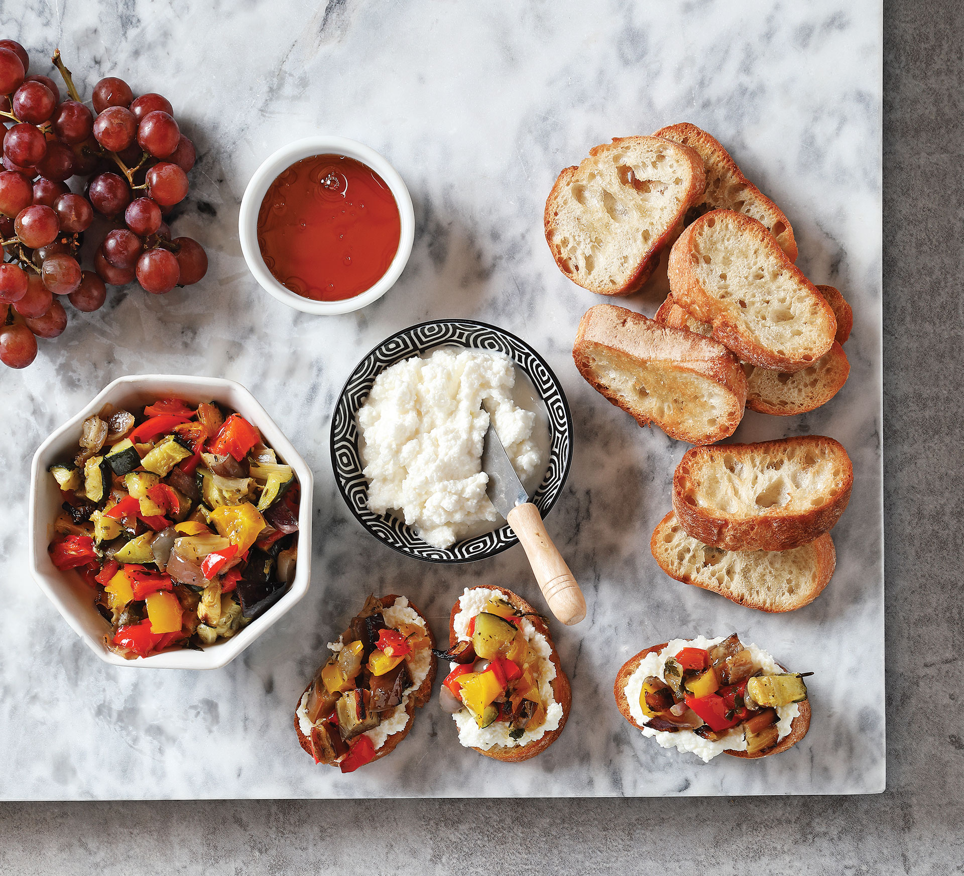 Roasted Veggie Crostini - Hello Canola
